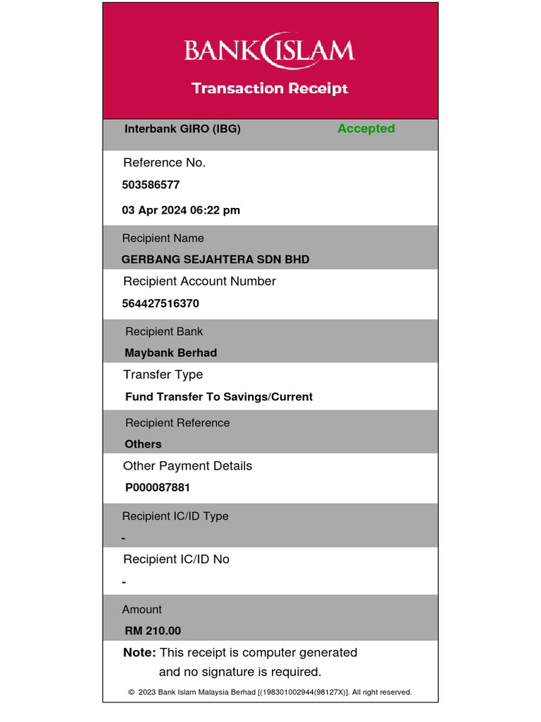 Transaction Receipt 03042024182230 | PDF