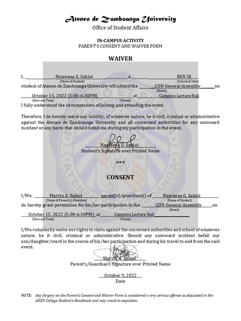 Consent and Waiver | PDF | Common Law | Public Law