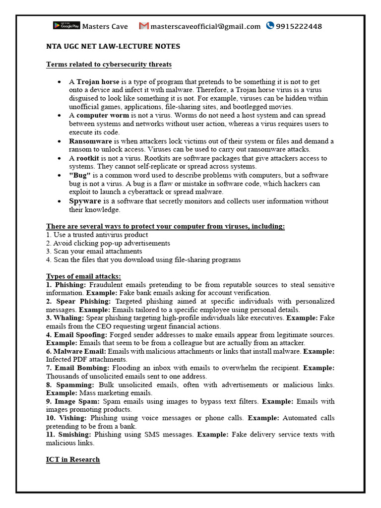 ICT (Must Know Material) | PDF | Computer Virus | Phishing