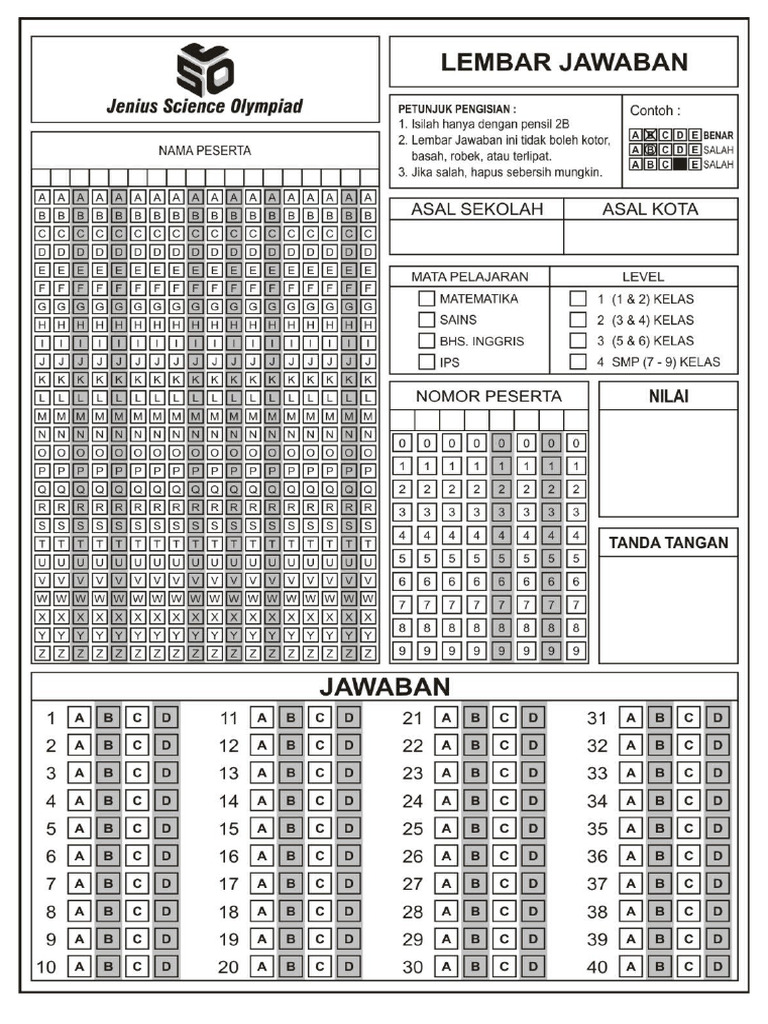 Lembar Jawaban JSO Untuk Latihan | PDF