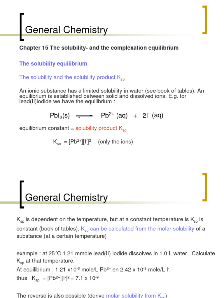 Lecture 6 - Solubility & Complexation Equilibrium | Download Free PDF | Hydroxide | Solubility