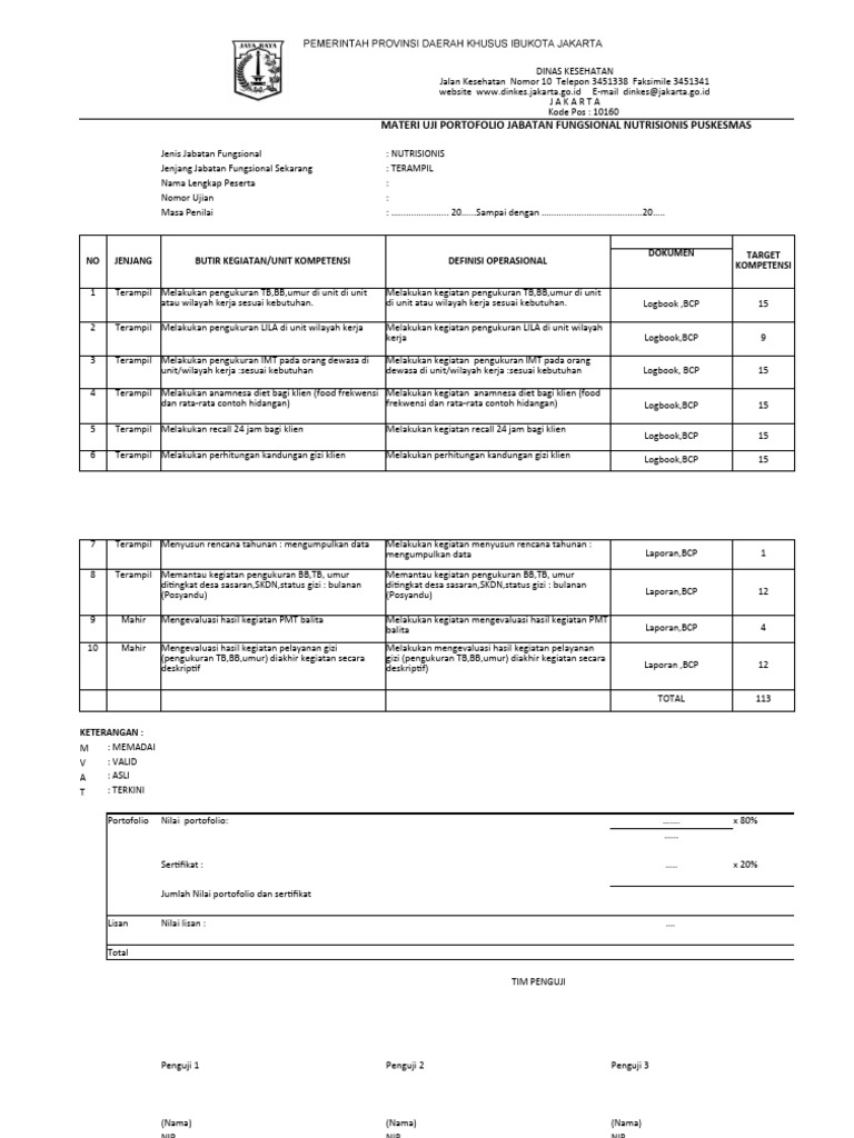 Form Materi Uji Portofolio Dan Logbook Terampil Puskesmas - 2024 | PDF