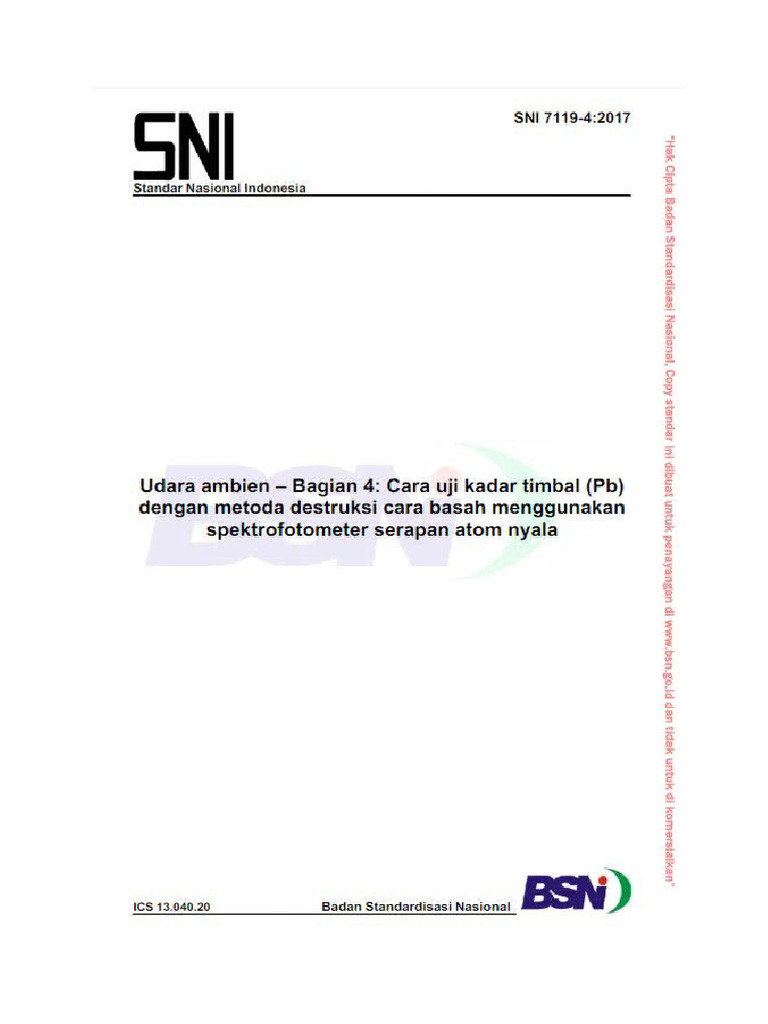 SNI 7119.4-2017 Timbal | PDF