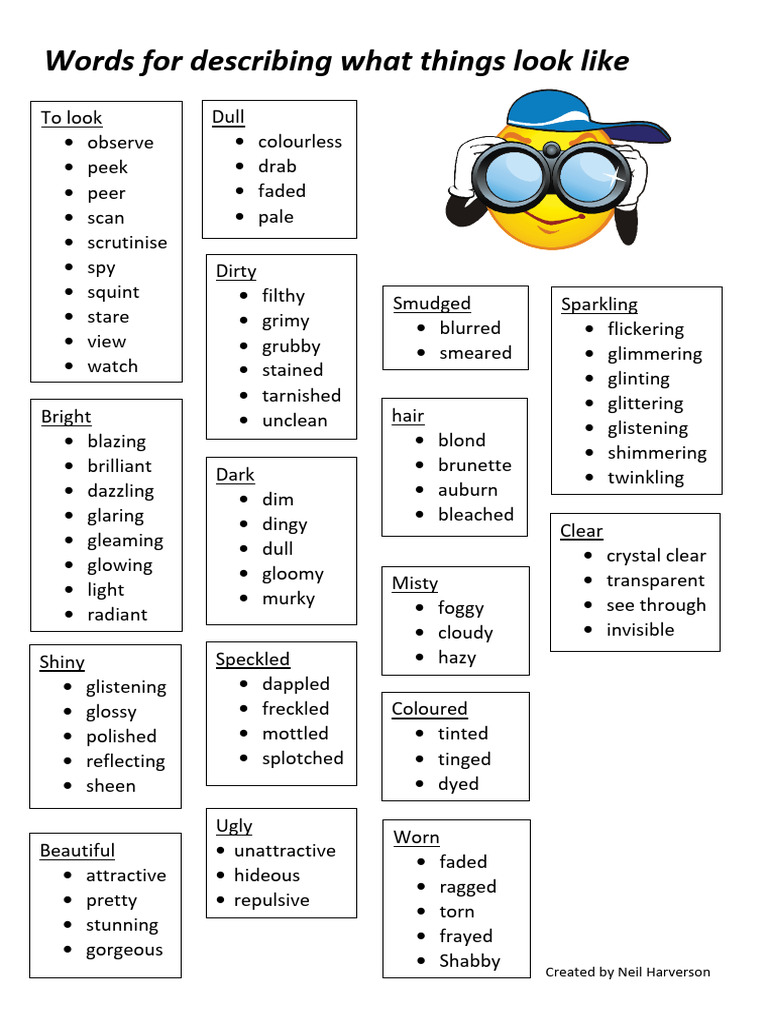 Descriptive Words for Senses | PDF | Taste | Color