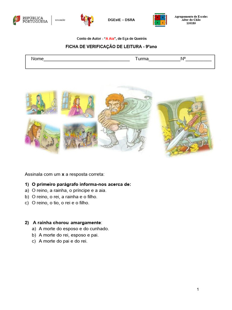 Ficha de Leitura: "A Aia" de Eça de Queirós | PDF