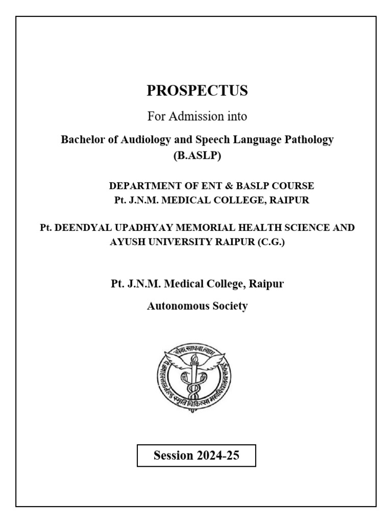 Prospectus BASLP 2024 | PDF | Audiology | Hearing Loss