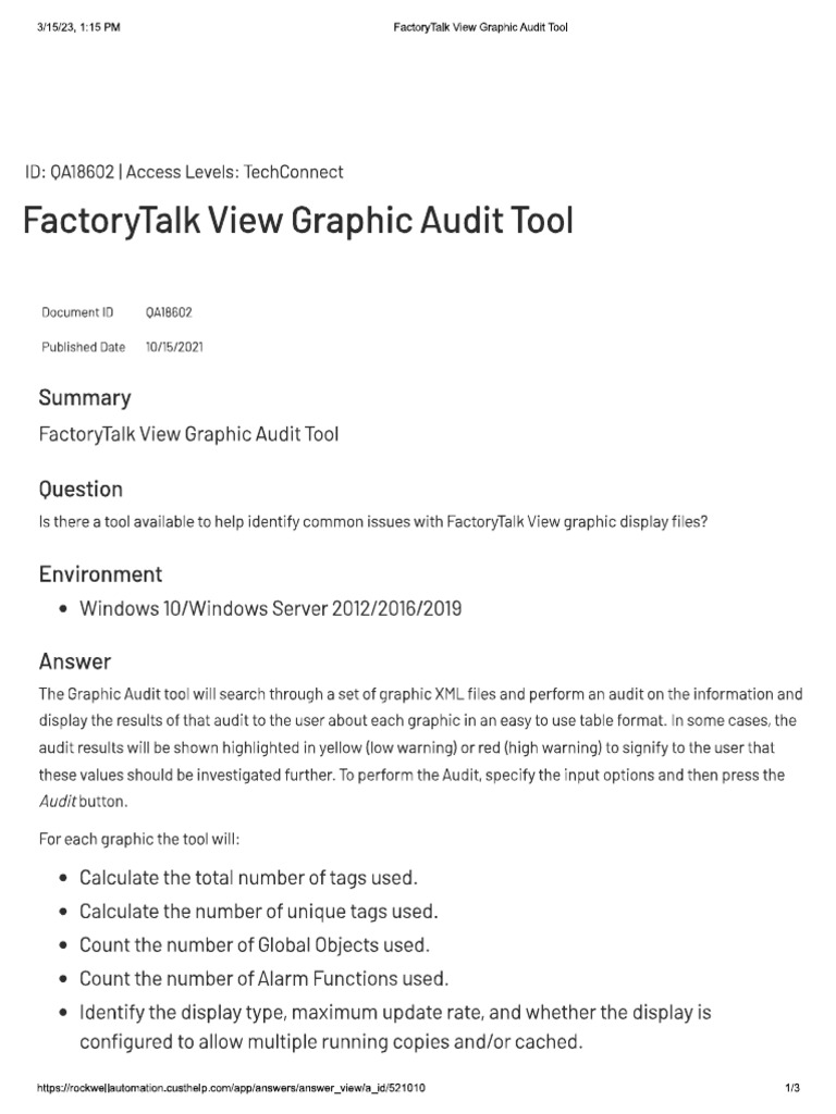 FactoryTalk View Graphic Audit Tool | PDF