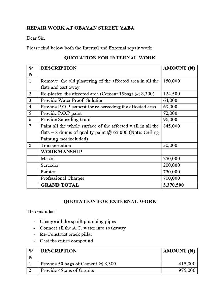 Quotation For Internal & External Work | PDF | Architectural Design ...