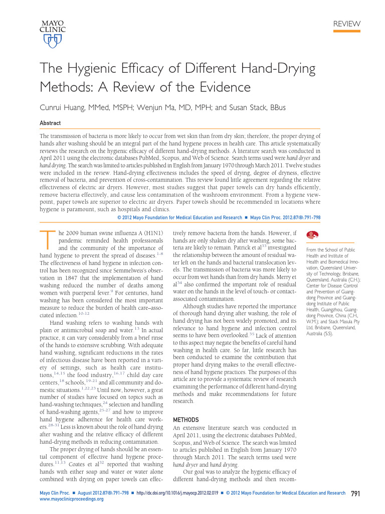 Different Hand Drying Methods | PDF | Hand Washing | Hygiene