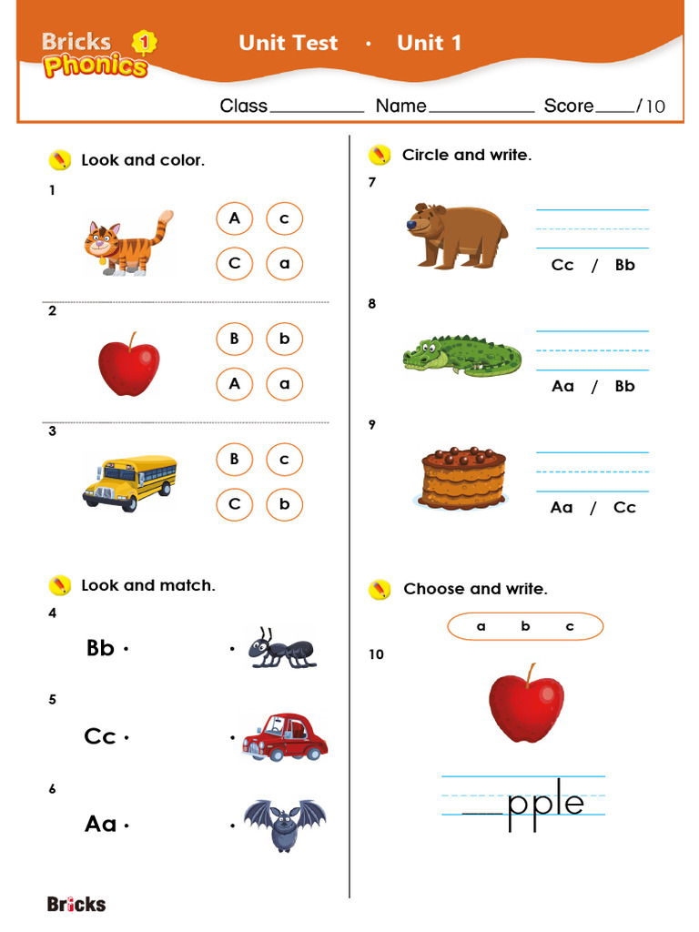 Bricks Phonics_L1_Unit Test_1 | PDF