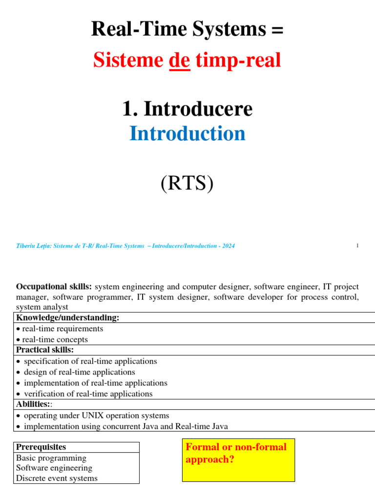 RTS-Introducere Introduction | PDF | Embedded System | Real Time Computing