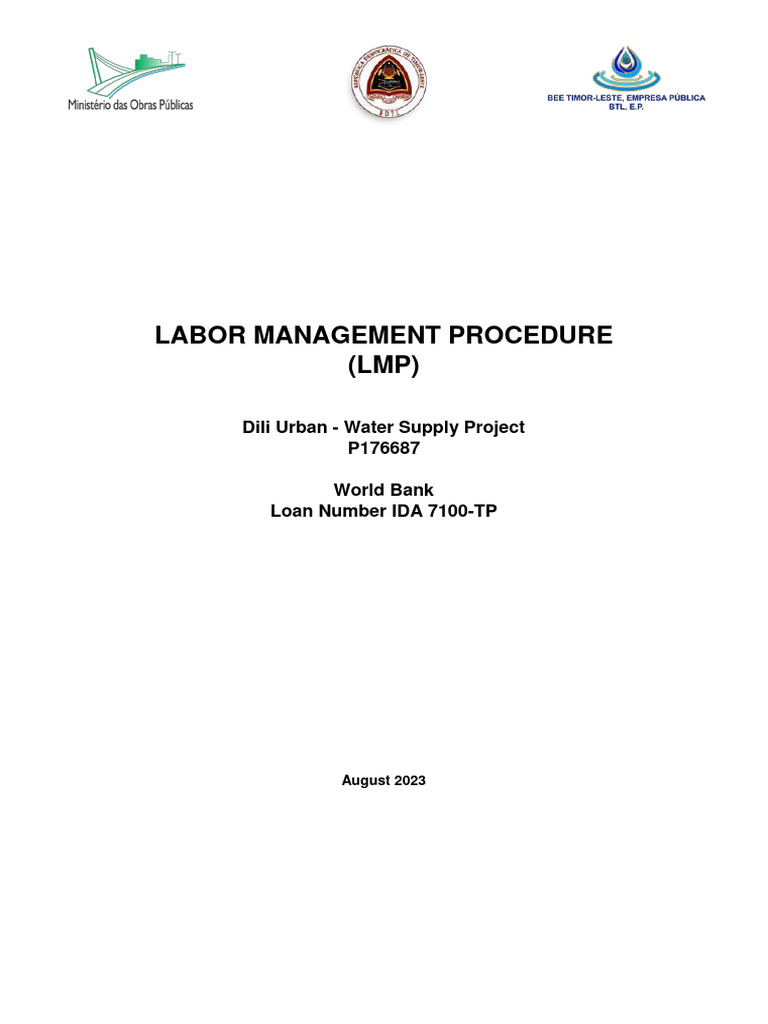 Dili Urban Water Supply LMP Guide | PDF | Employment | Occupational ...