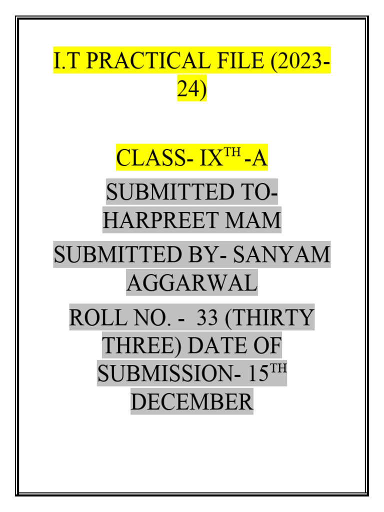 It Practical Class 9TH | PDF | Hindu Worship