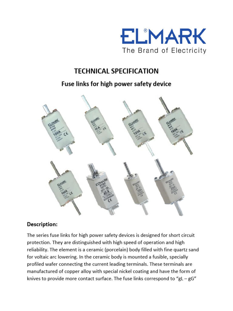 Technical Specification - Fuse Links | PDF | Fuse (Electrical ...