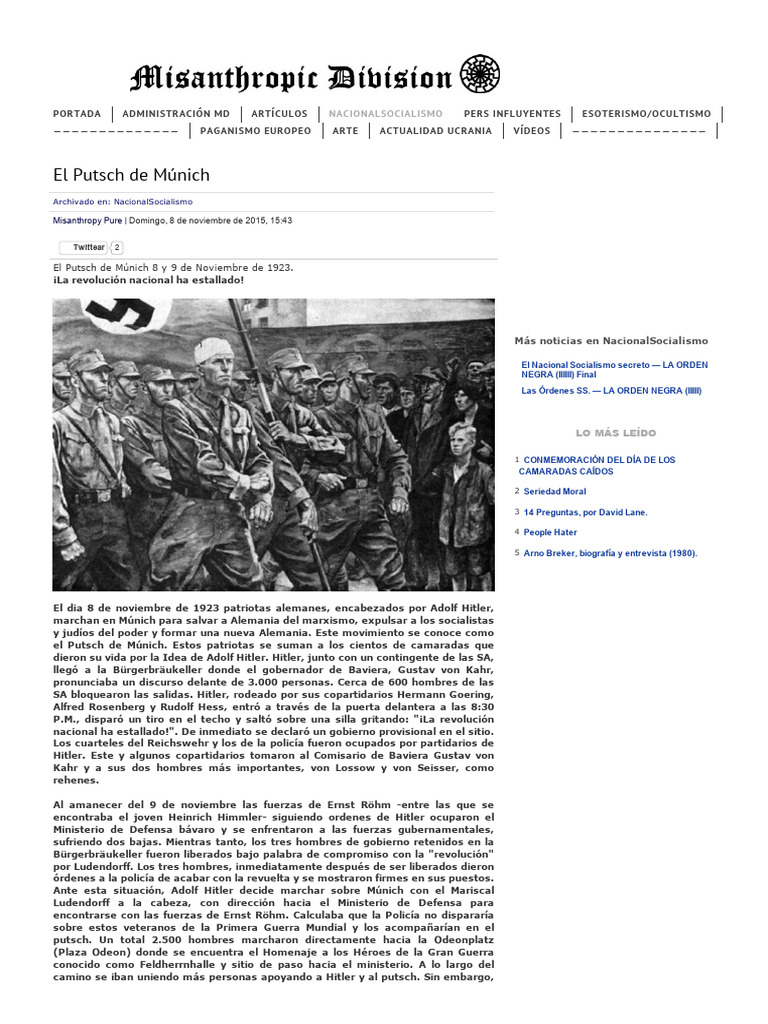 El Putsch de Múnich: Revolución Nacional | PDF | Adolf Hitler ...