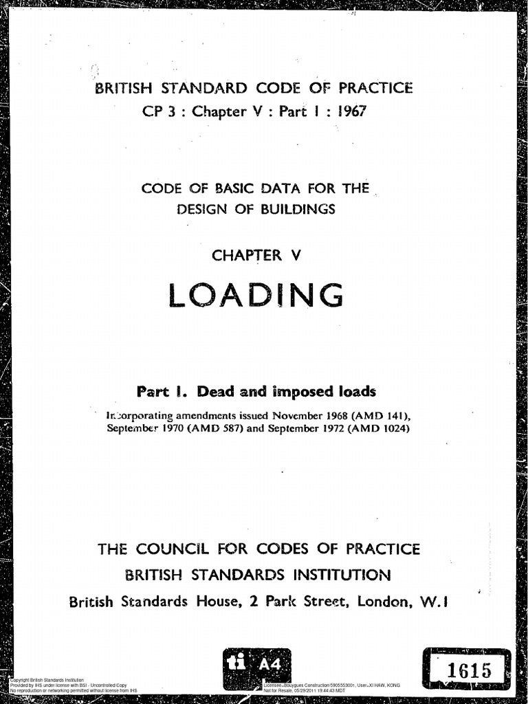 Cp 3 Chapter V Part 1 1967 Basic Data For The Design Of Buildings Chapter V Loading Part