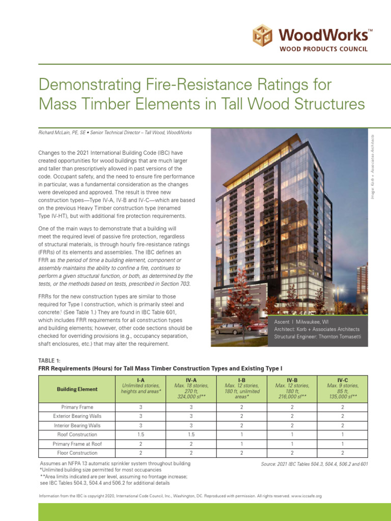 Wood Solution Paper Fire-Resistance Mass Timber Tall Wood TechNote | PDF | Lumber | Wood
