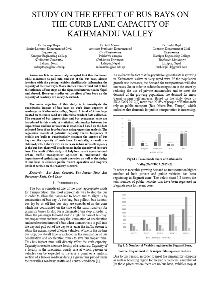 Study On The Effect of Bus-Bays On The Curblane Capacity | PDF ...