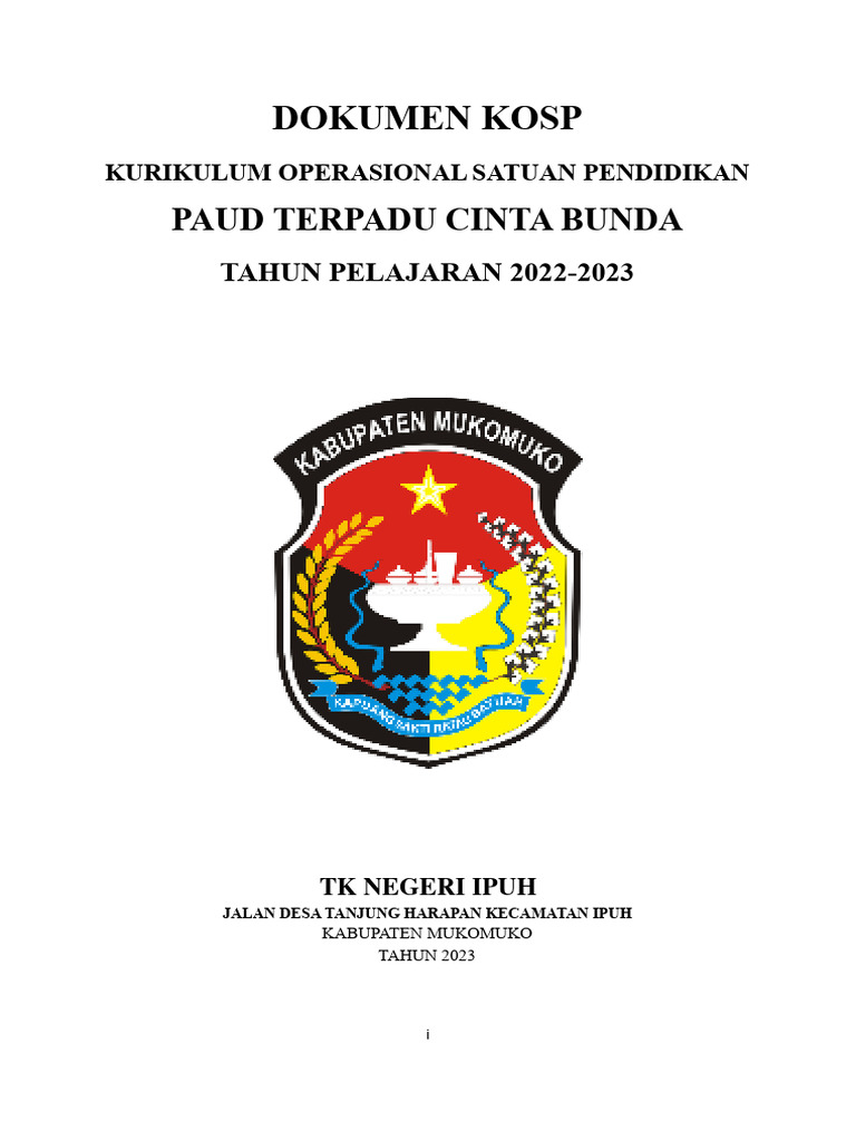 KOSP PAUD Terpadu Cinta Bunda | PDF