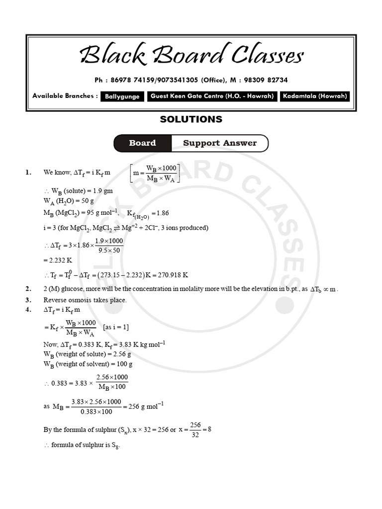 Solution Board Type Solu | PDF | Osmosis | Chemistry