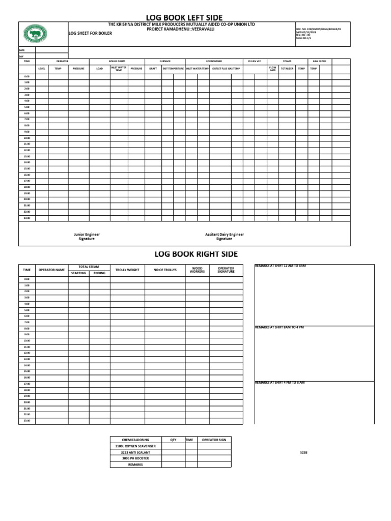 Log Book Engineering Security Attendance Sheets | PDF | Boiler | Energy Technology