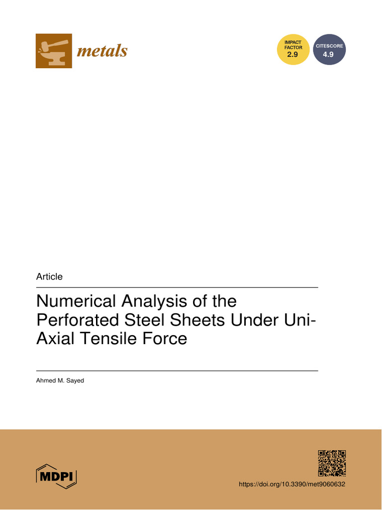 Numerical Analysis of The Perforated Steel Sheets Under Uni-Axial ...