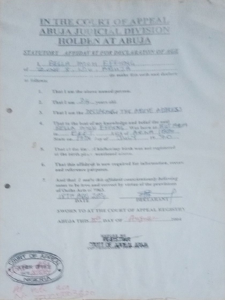 Declaration of Age | PDF