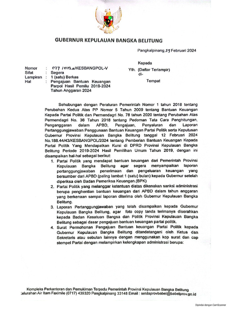 Surat Gub Proposal Banpol 2024 | PDF