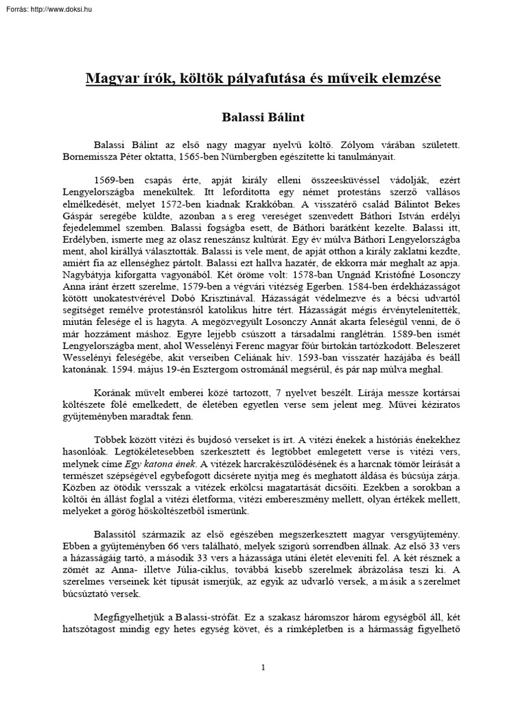 Magyar Irok Koltok Palyafutasa Es Muveik Elemzese | PDF