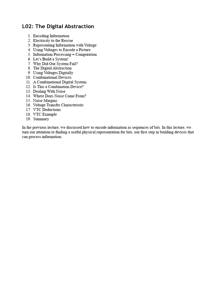 L02 - The Digital Abstraction | PDF | Voltage | System