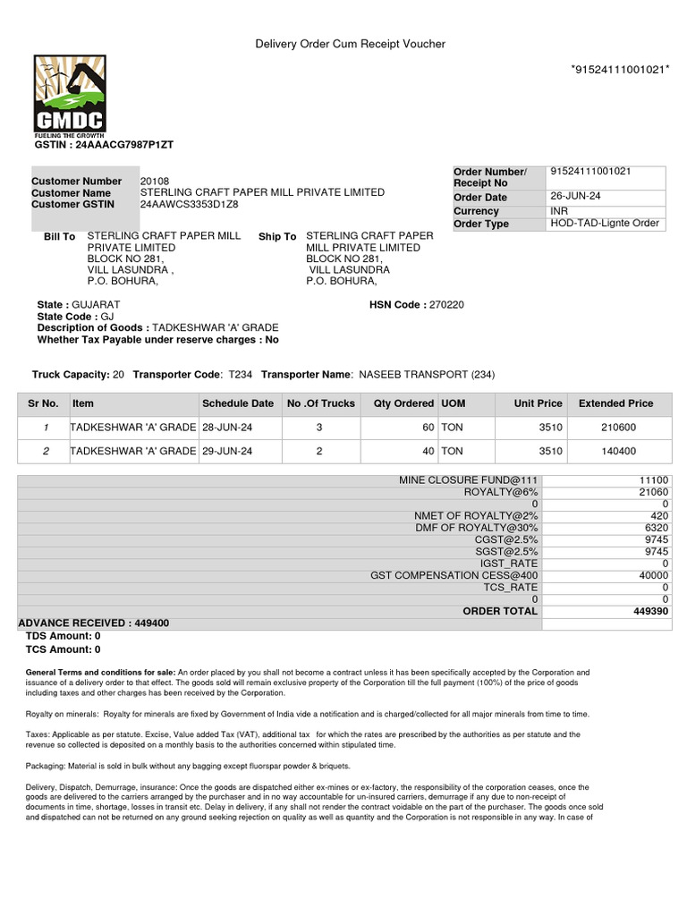 Delivery Order Receipt Voucher for Goods | PDF | Taxes | Receipt