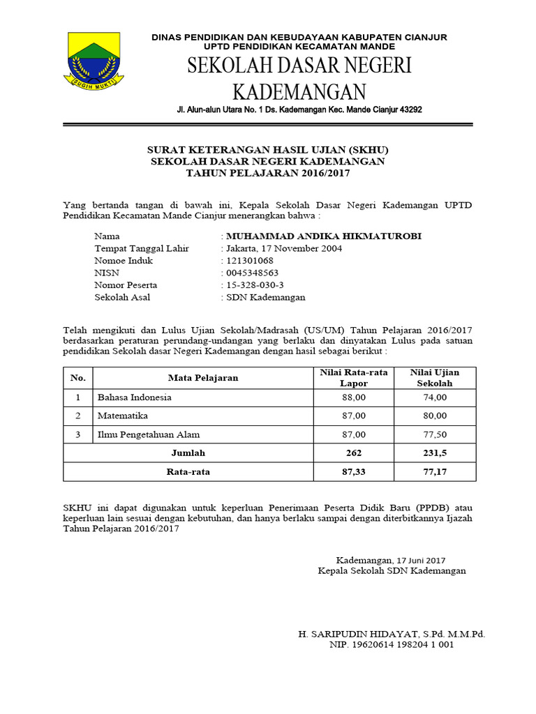 Format Skhun 2016 - 2017 | PDF