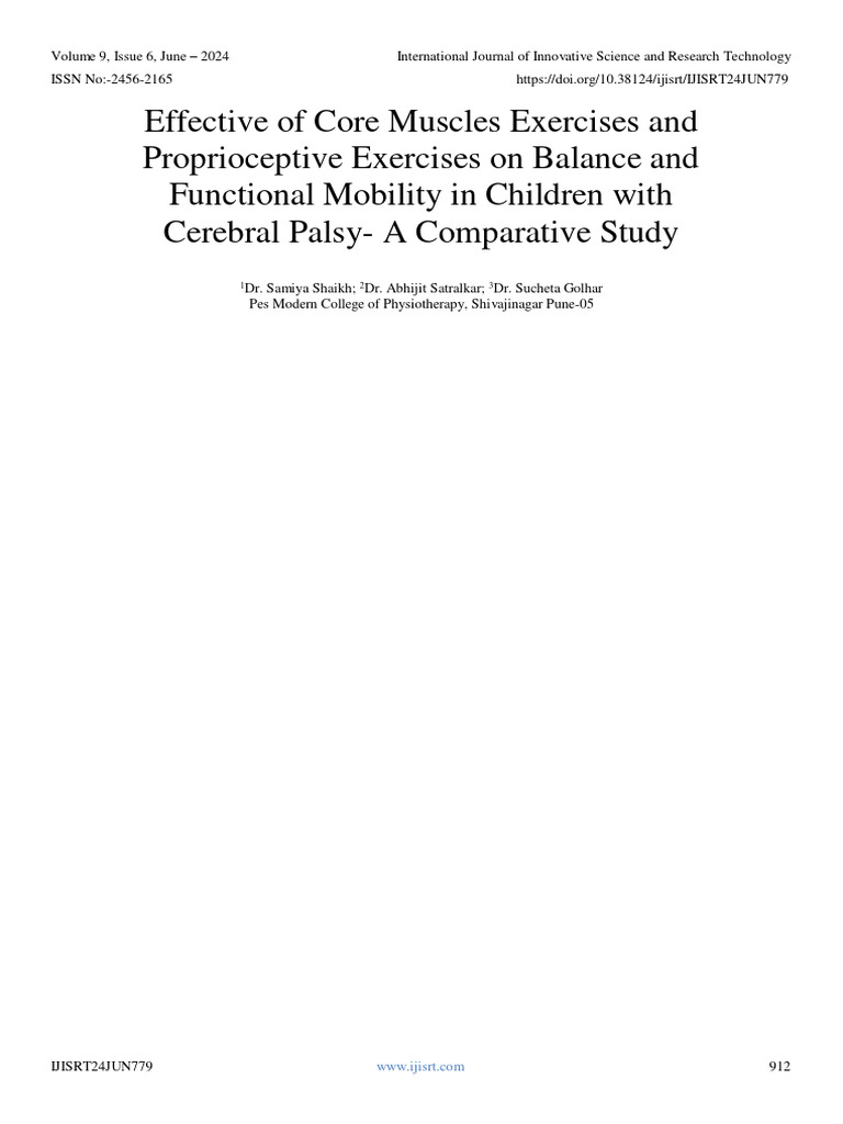 Effective of Core Muscles Exercises and Proprioceptive Exercises On ...