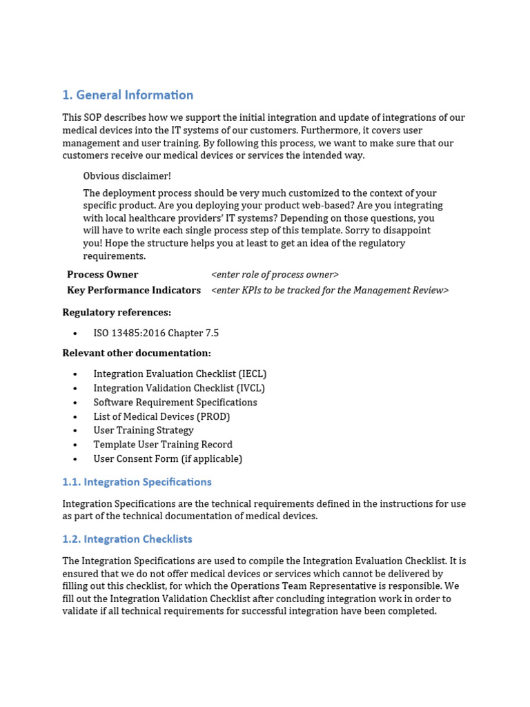 Sop Deployment | PDF | Verification And Validation | Medical Device