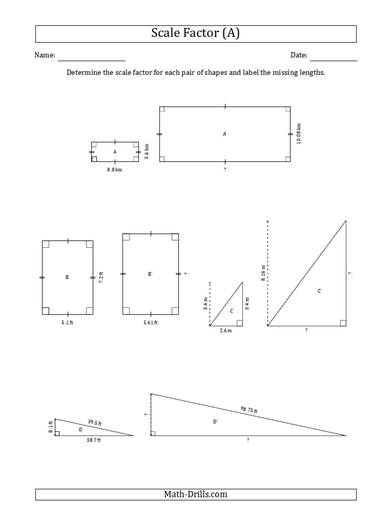 Scale Factor Calculation Worksheets | PDF