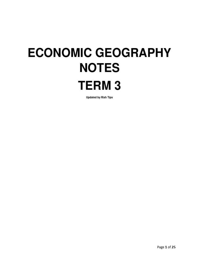 Grade 12 Economic Geography Term 3 Notes | PDF | Agriculture | Food ...