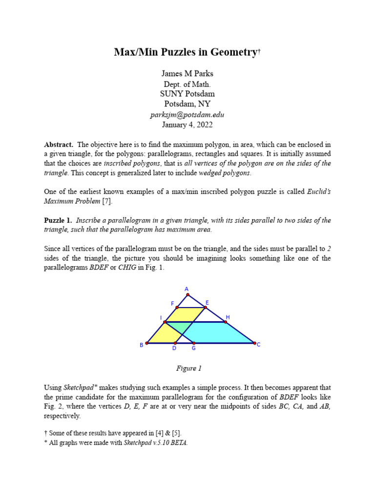Math Puzzles | PDF | Triangle | Area