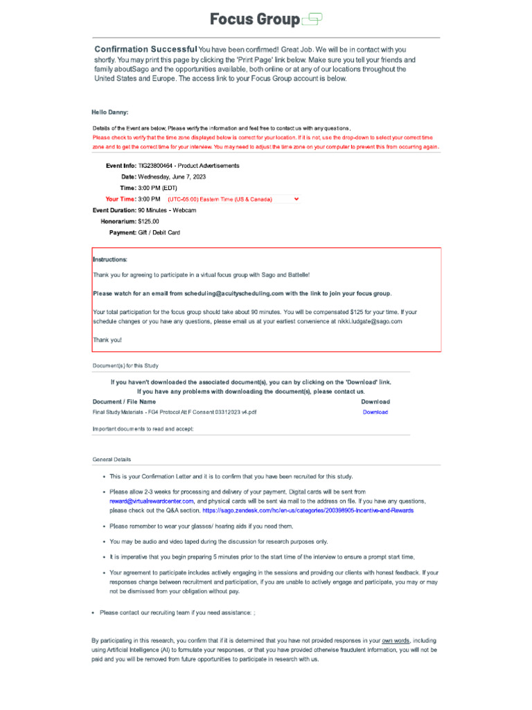 Final Study Materials - FG4 Protocol Att F Consent 03312023 v4b 1 | PDF