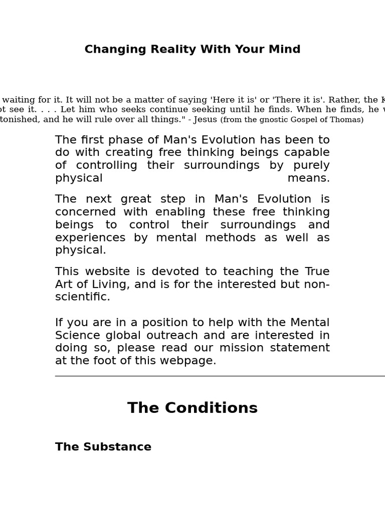 Changing Reality With Your Mind | PDF | Mind | Thought
