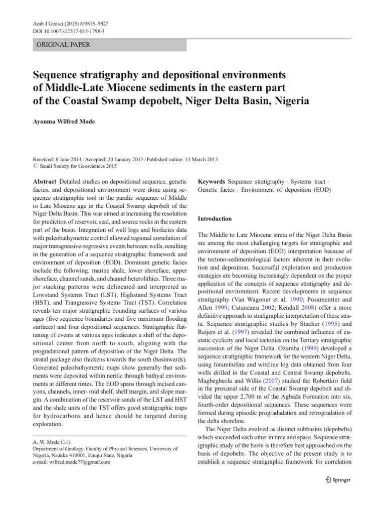 Sequence Stratigraphy and Depositional Environments | PDF | Geology | Earth Sciences