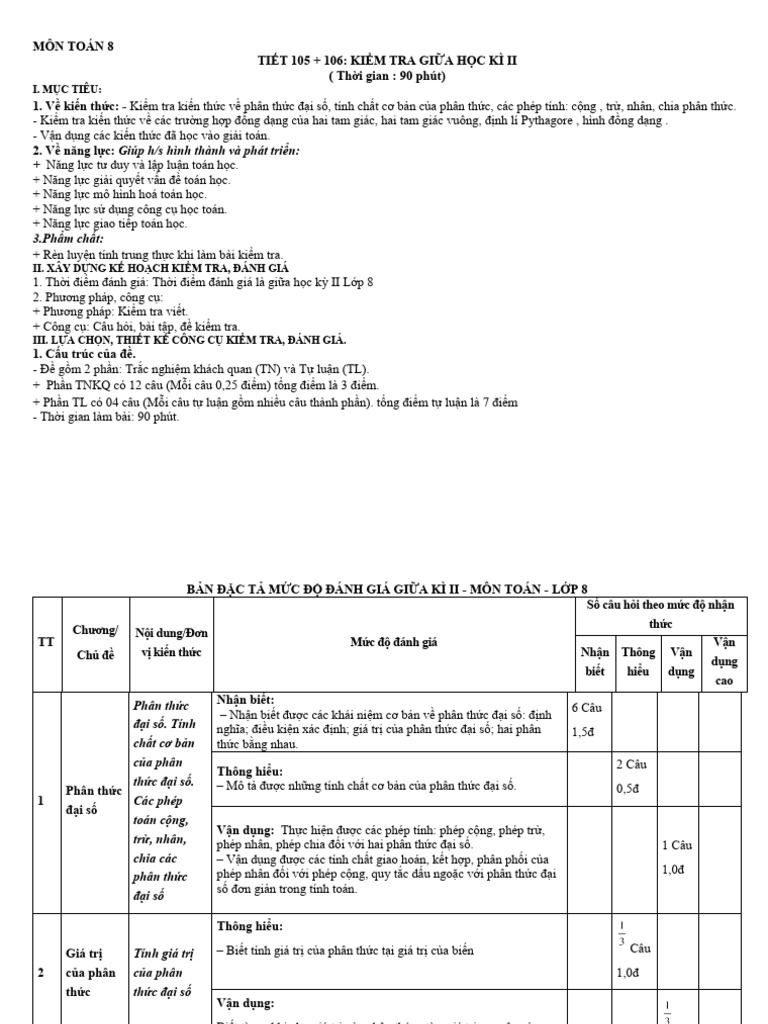 ĐỀ THI GHK II TOÁN 8 | PDF