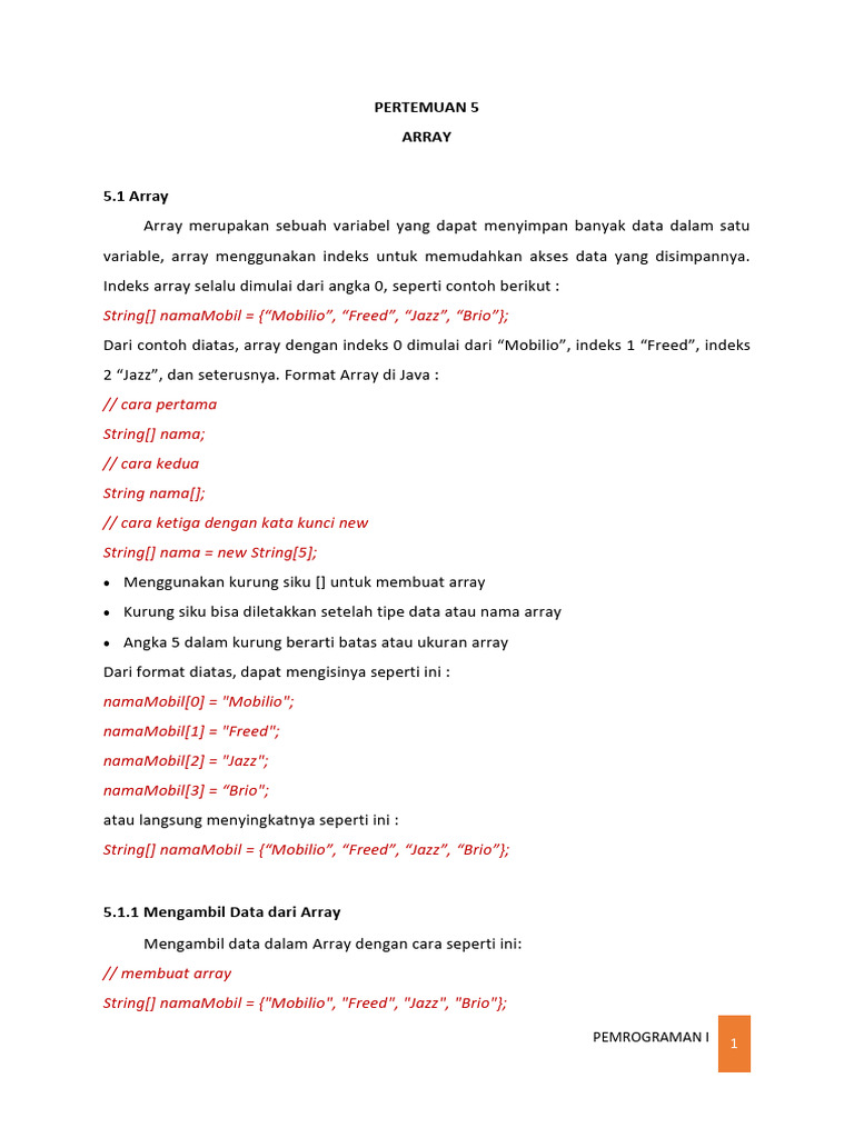 Java Pertemuan 5 | PDF