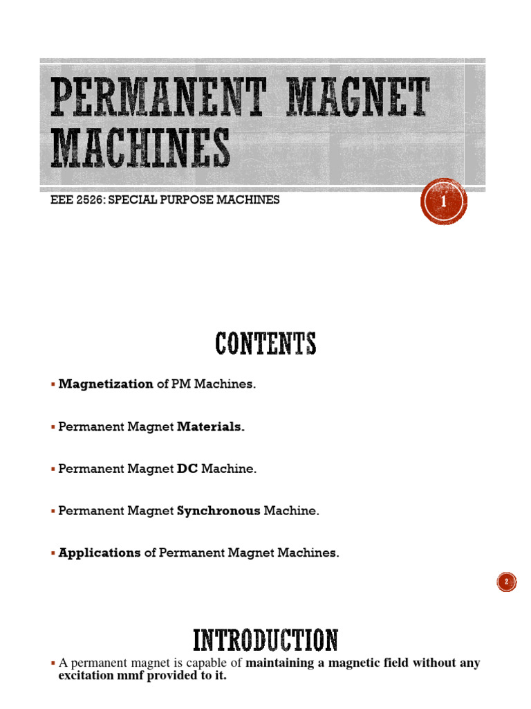 1. Permanent Magnet Machines | PDF | Electric Motor | Power Inverter