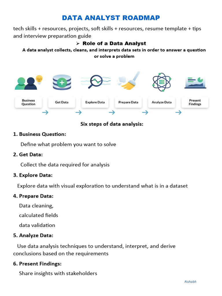 Data Analyst Roadmap 2023 by Rishabh Mishra | PDF | Microsoft Excel ...