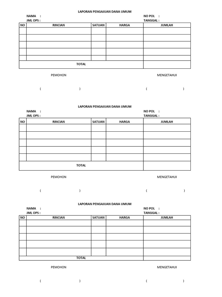 Format Pengajuan | PDF