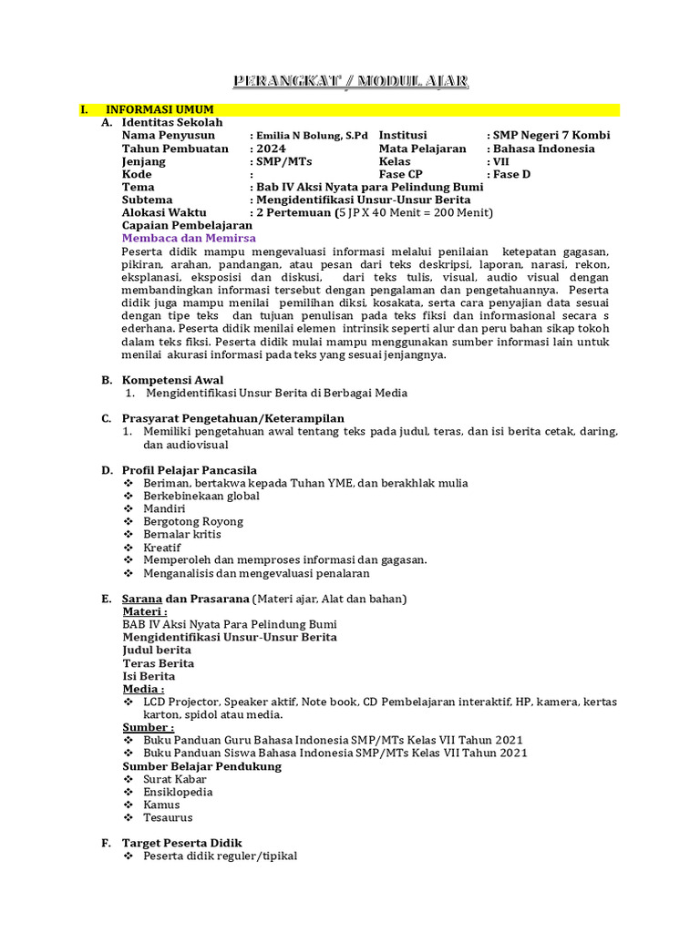 Modul Ajar Minggu Ke 3 Subb C | PDF