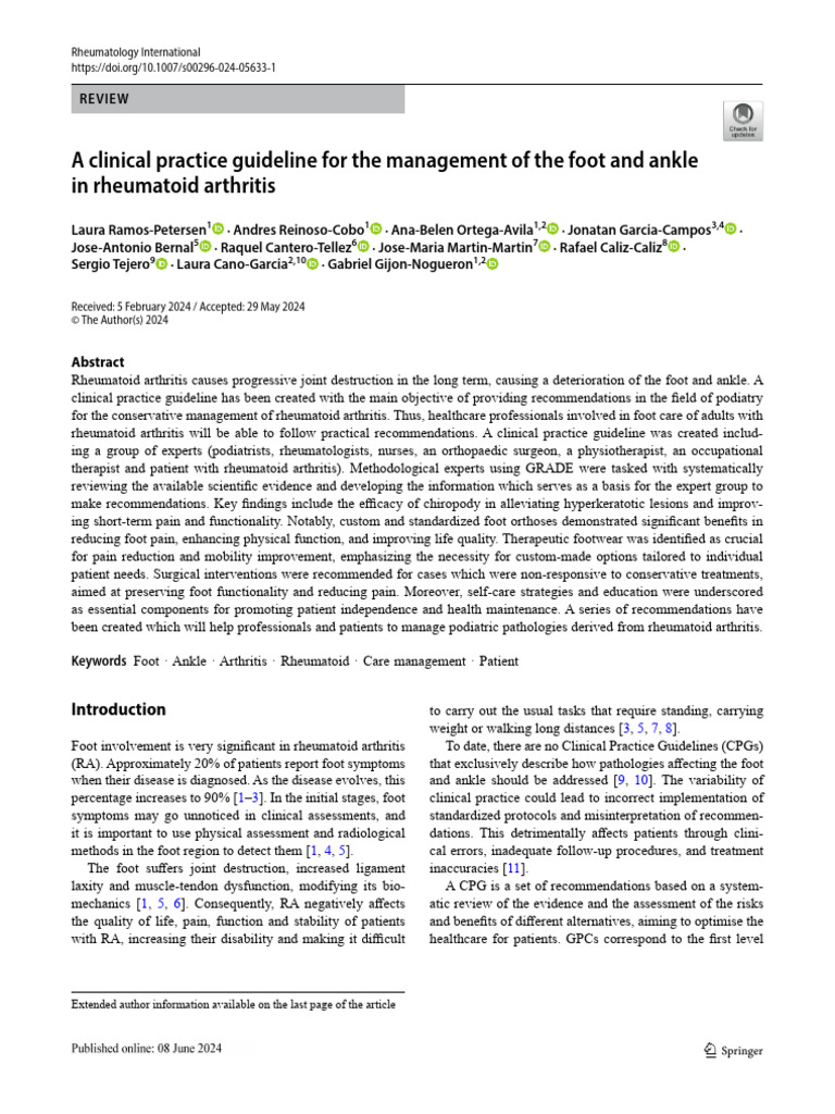 A clinical practice guideline for the management of the foot and ankle | Download Free PDF ...
