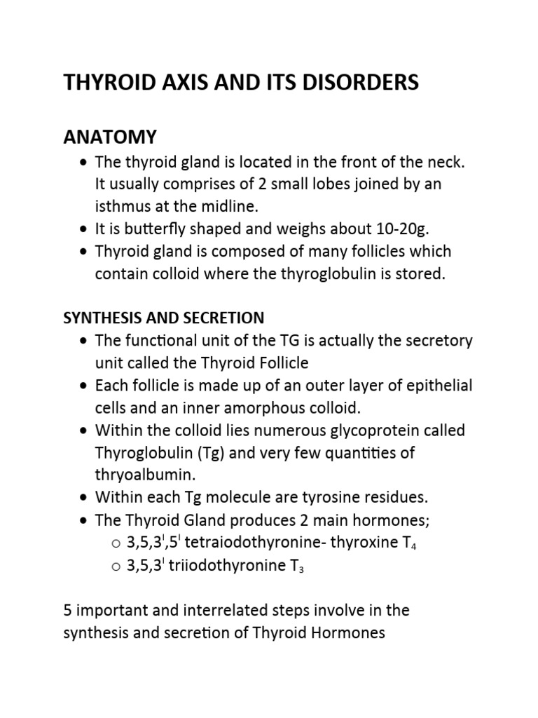 Thyroid Axis and Its Disorders | PDF | Hypothyroidism | Thyroid ...