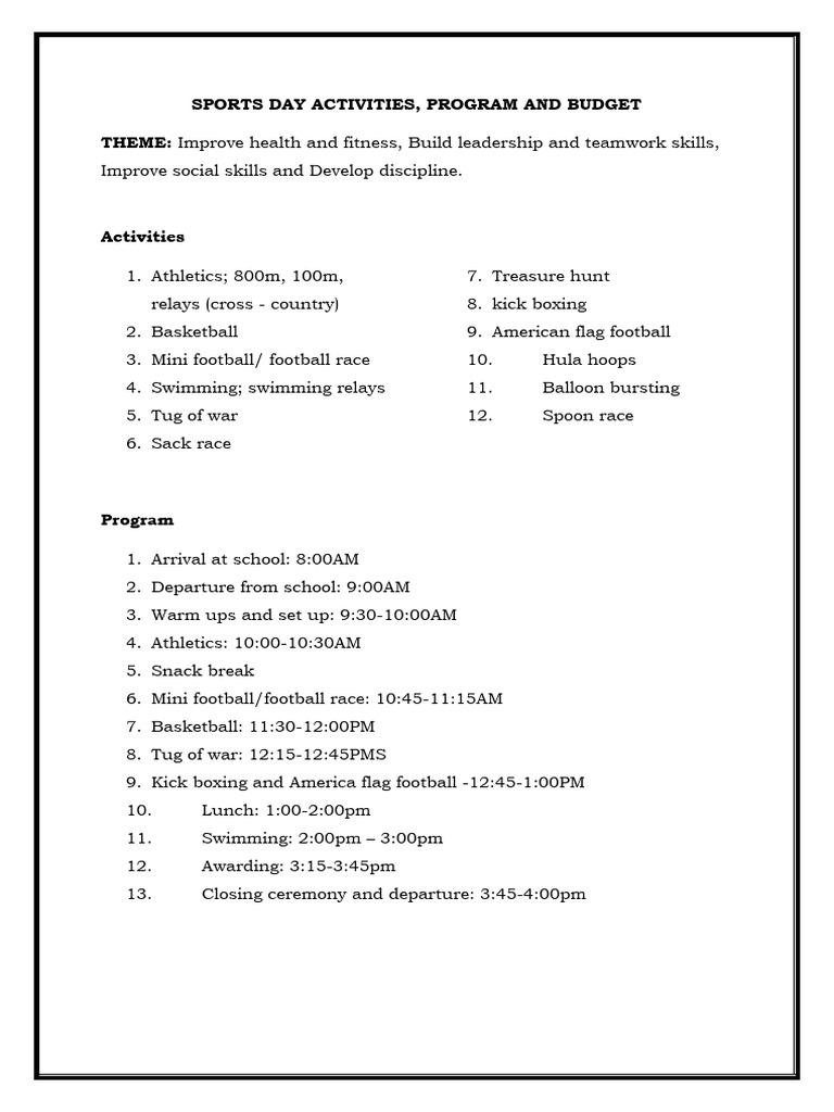 sports day | PDF | Sports