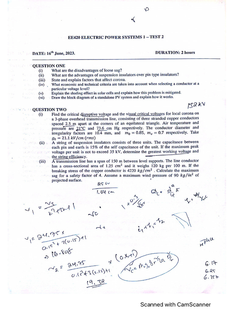 Power Systems Test 2 2023 | PDF